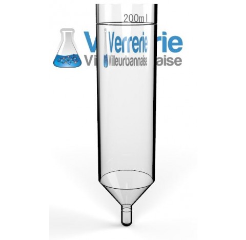 Tube zymark 200 ml gradué à 1 ml et 200ml, en verre borosilicate ...